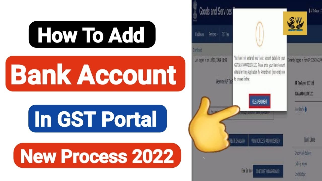 How To Add Bank Account In GST Portal New Process 2022 ll Bank Account ...