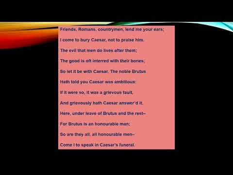 Speech “Friends, Romans, countrymen, lend me your ears” BY WILLIAM ...