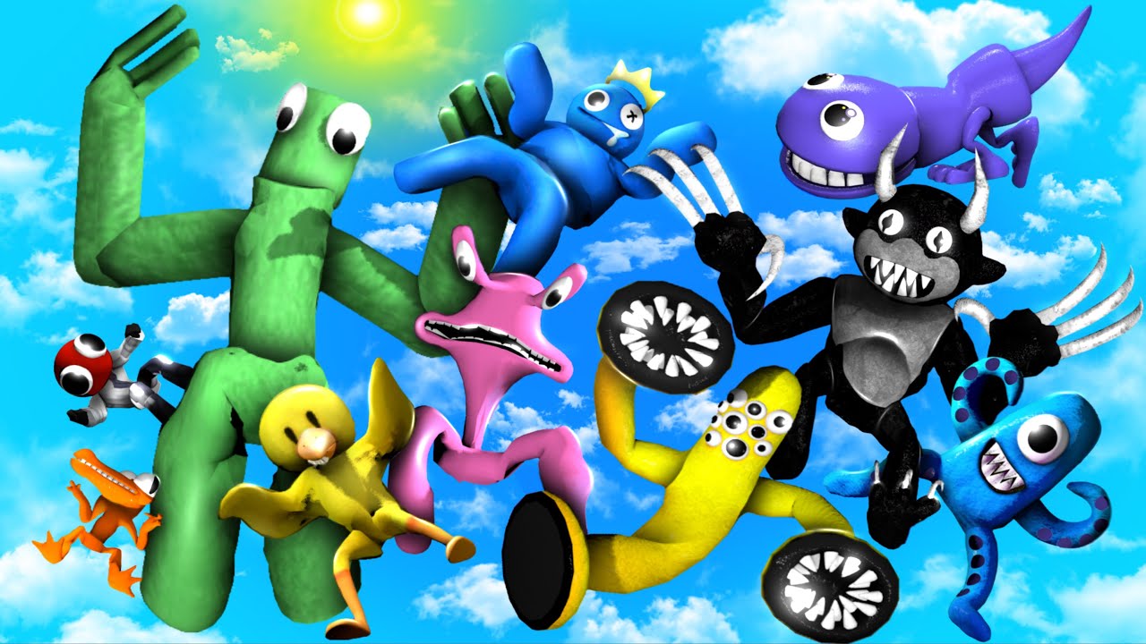 GMOD • Rainbow Friends Impressive Ragdolls • part 3 (Jumps, Ramps ...