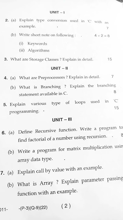B.tech previous year paper 1st sem programming for problem solving //mdu ques paper #2k23 #exam ...
