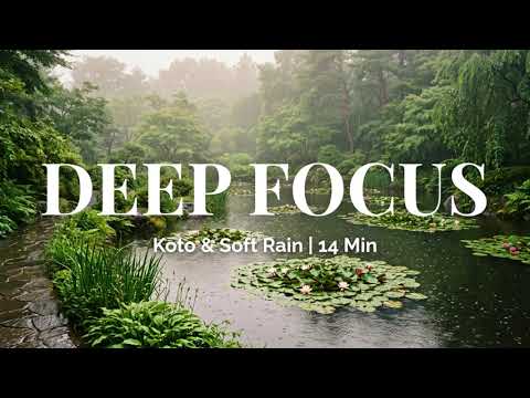 Deep Focus Music for Seniors | 10Hz Alpha Support | Koto & Soft Rain 14 Min