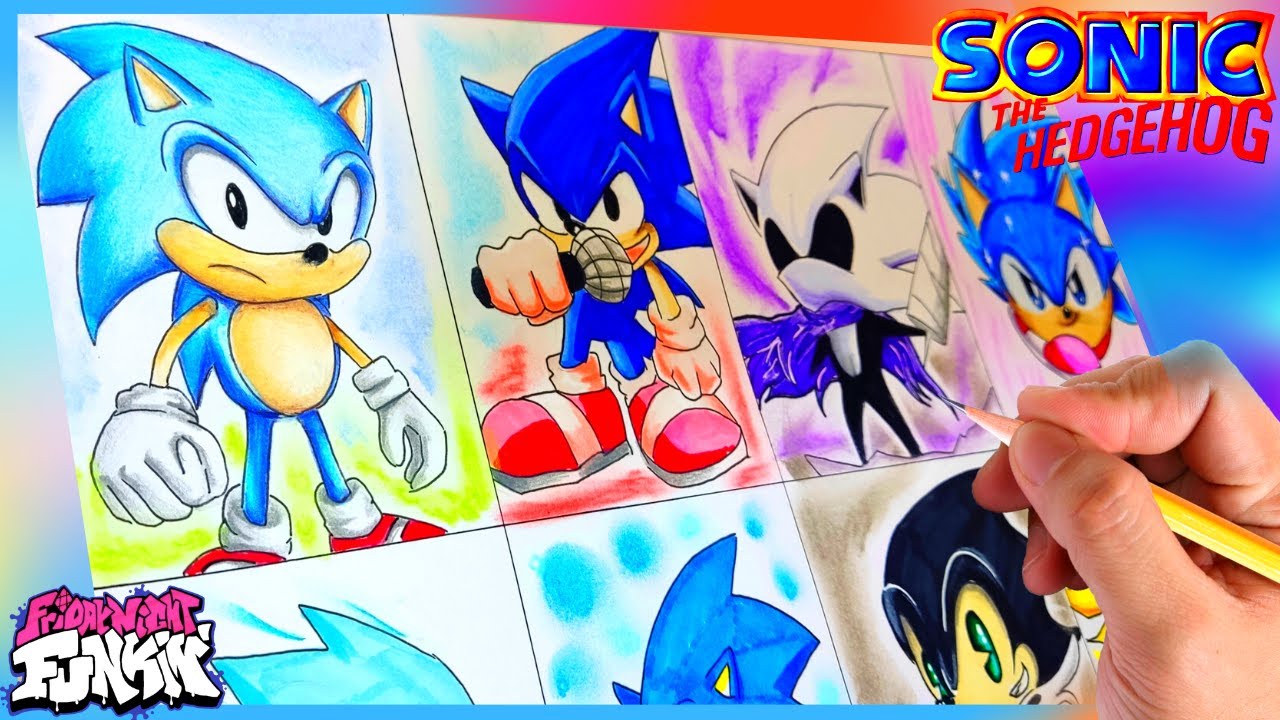 Drawing SONIC the hedgehog in different styles / Art Styles CHALLENGE ...