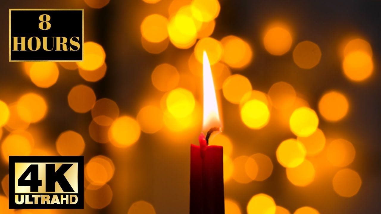 🎅🎄 Christmas Candles Screensaver Wallpaper☃️⭐️ Relaxing Fireplace ...