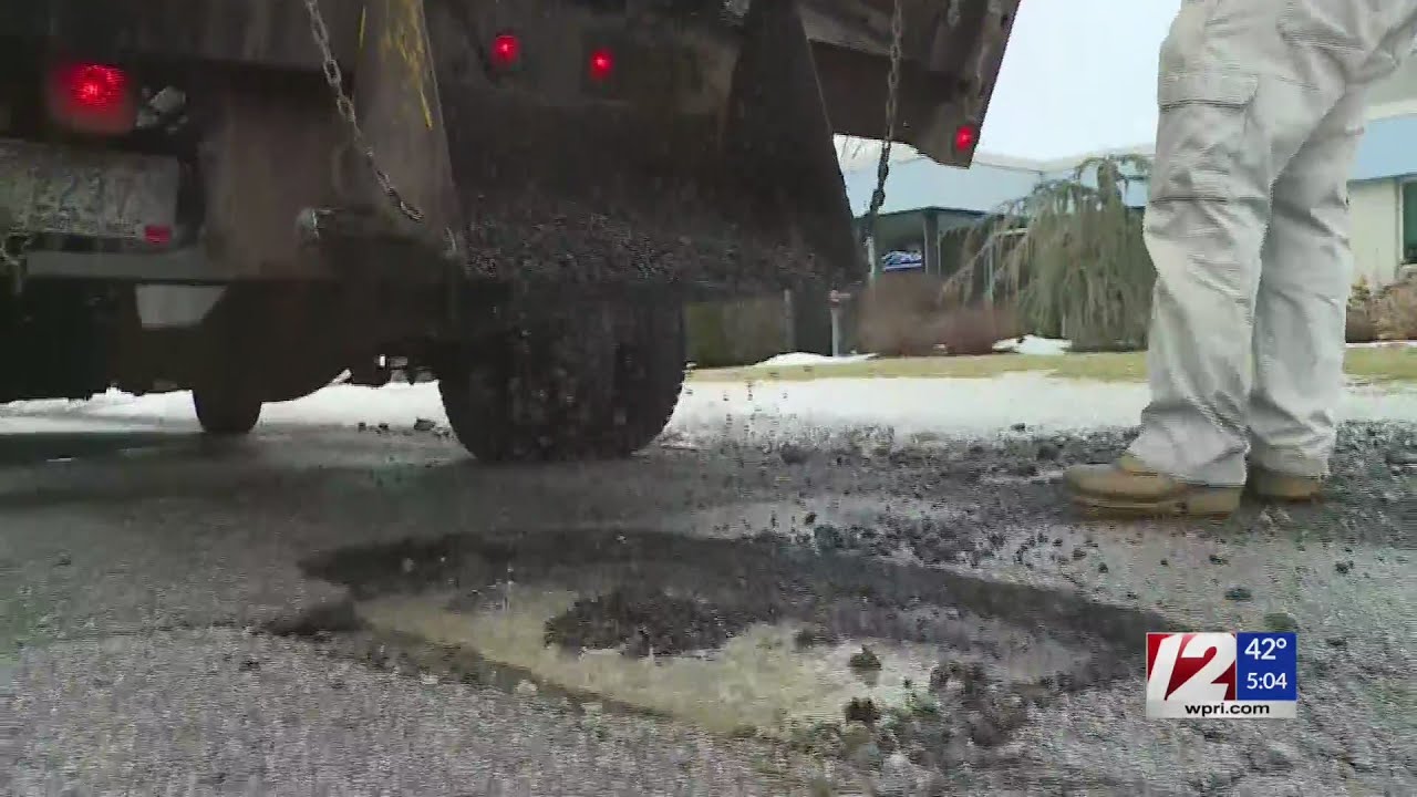 Potholes plague Rhode Island following snowy, rainy weather - YouTube