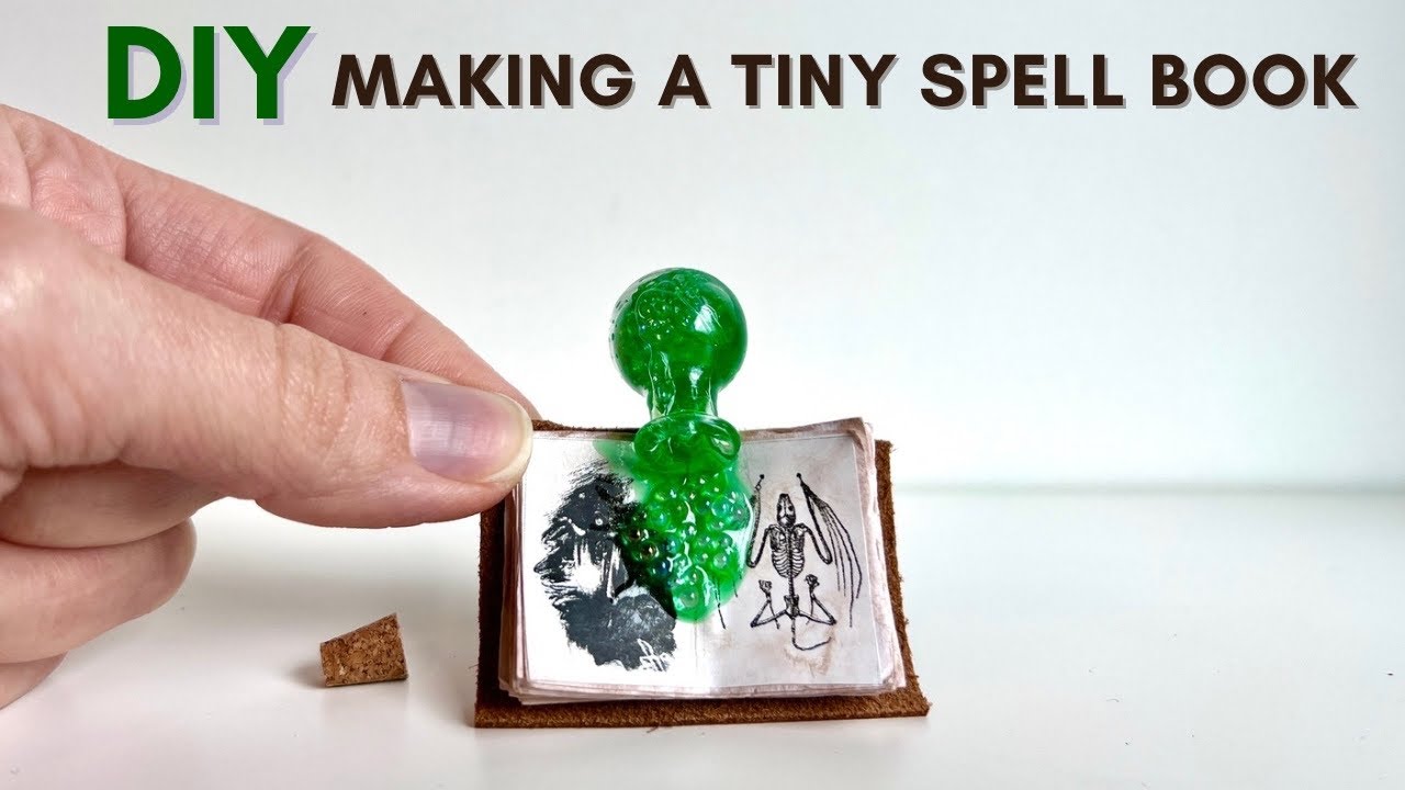 Making a Miniature Spell Book & Spilled Potion Bottle - Dollhouse DIY ...