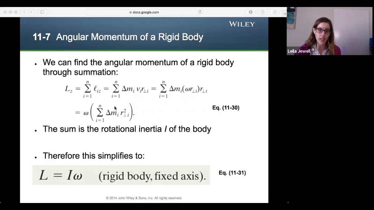 phys3A ch11.7 Angular Momentum of a Rigid Body - YouTube