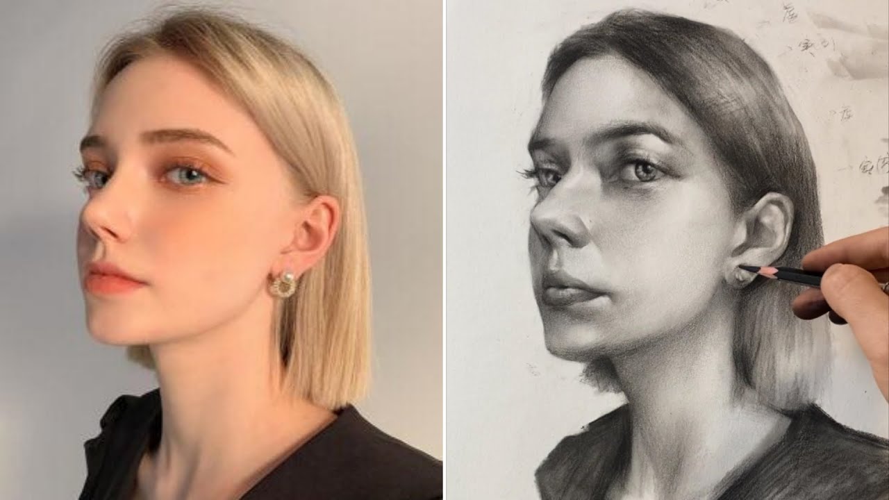 How to Draw a Portrait of Girl Using Reference Photo ∥ Sketch Drawing ...