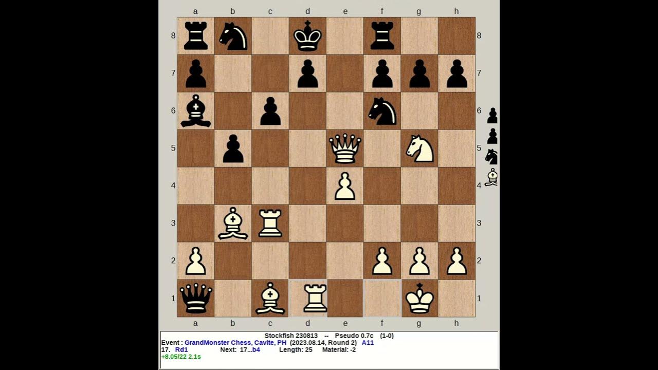 Stockfish 230813 vs Pseudo 0.7c | GrandMonster Chess, 230814 R2 - YouTube