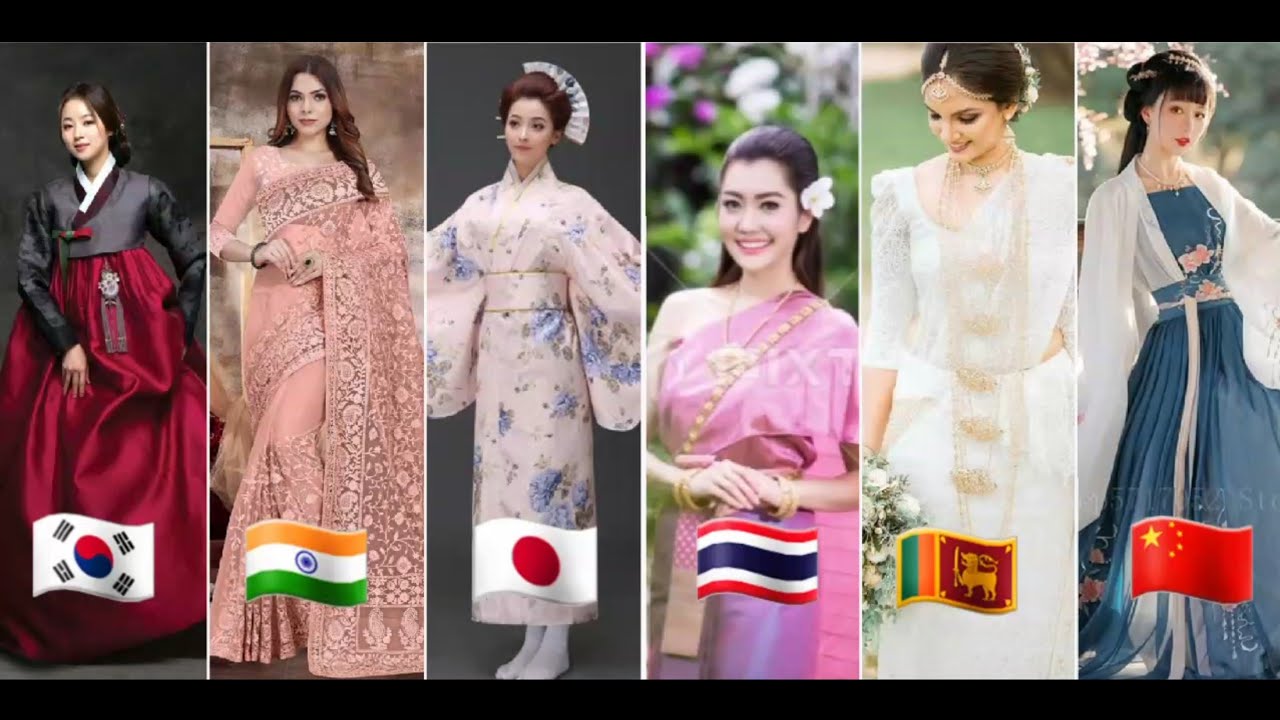 Asian traditional costumes : Korea,India,Japan,Thailand,Sri Lanka and ...