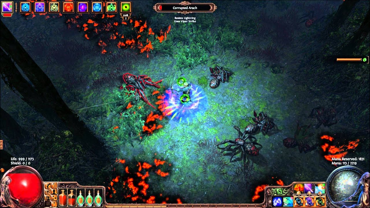 Path of Exile 0.9.13 Elemental Hit Ranger - Spider Forest Map - YouTube