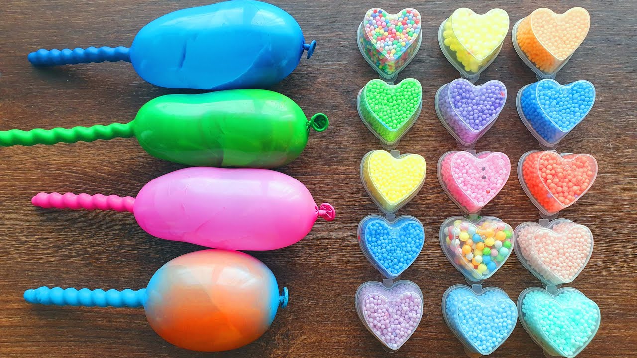 Making Slime with Balloons and Foam Beads - YouTube