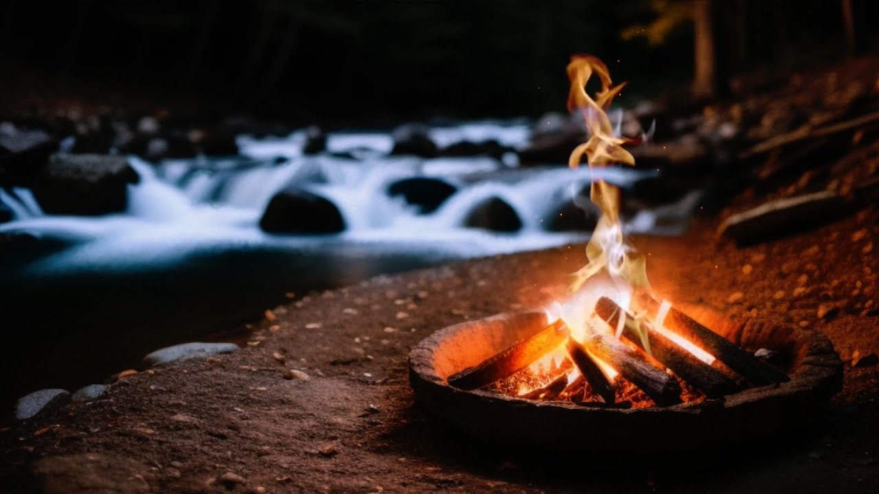 LIVE | Cozy Campfire & Flowing River Sounds for Sleep, Focus, and ...