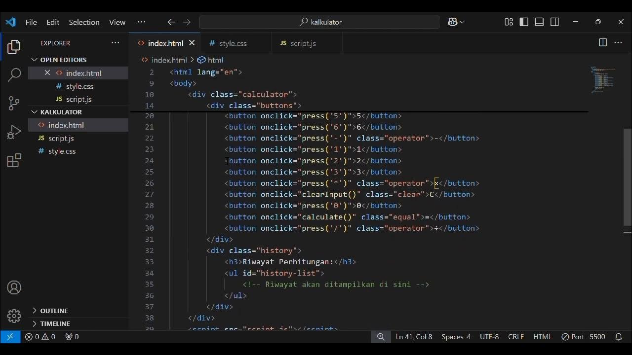 Membuat Kalkulator Sederhana menggunakan Aplikasi Visual Studio Code ...