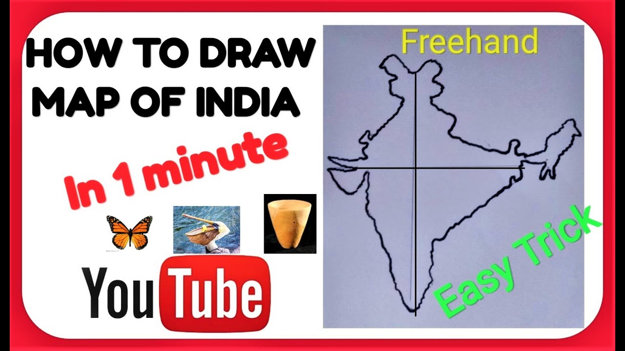 MAP OF INDIA IN 1 MINUTE | Trick to draw the Map of India | How to draw ...