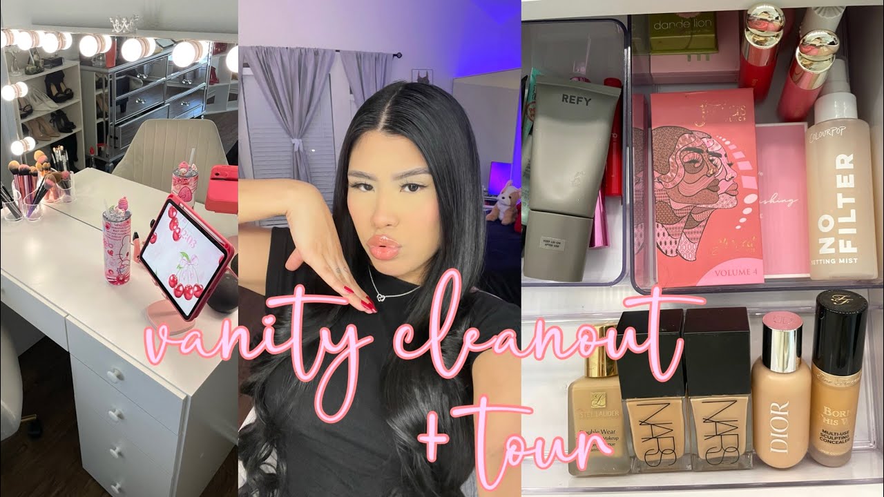 MAKEUP VANITY CLEANOUT + ORGANIZATION TOUR *satisfying - YouTube