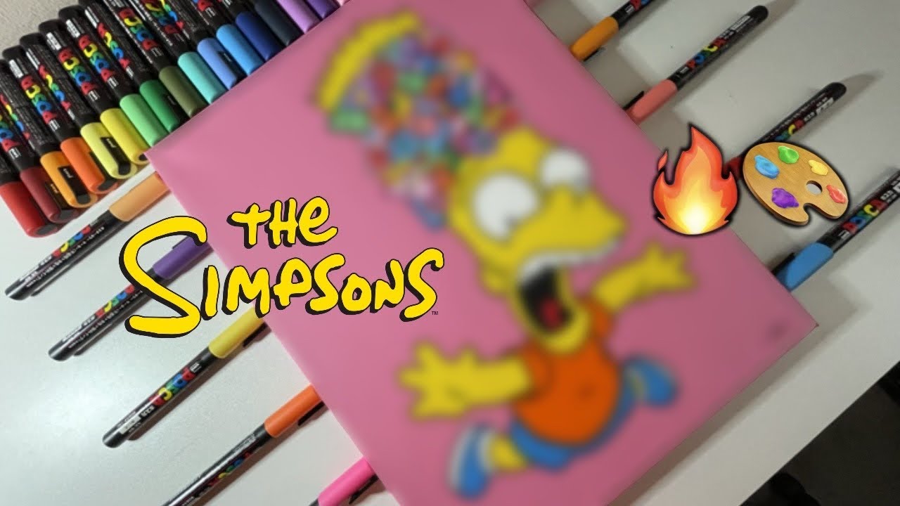 BART SIMPSON DOODLE CANVAS WITH POSCA MARKERS 👀🎨 #viral #posca # ...