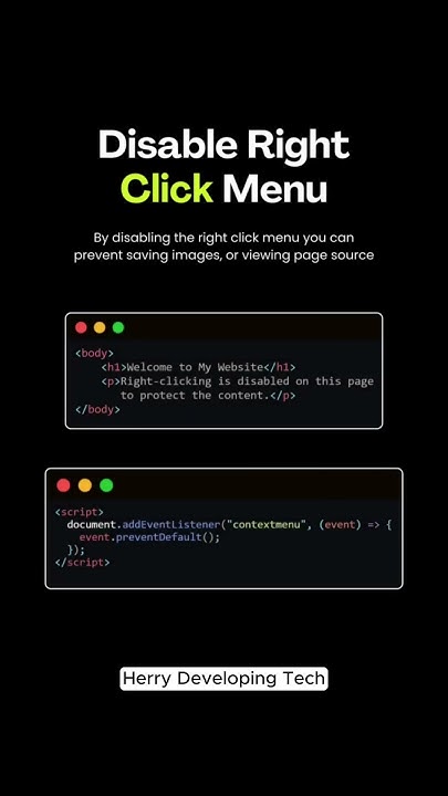 🚫 Disable Right-Click Like a Pro! 🖱️ | Easy Tech Tip 2025 💻||#shorts #short #coding #javascript ...