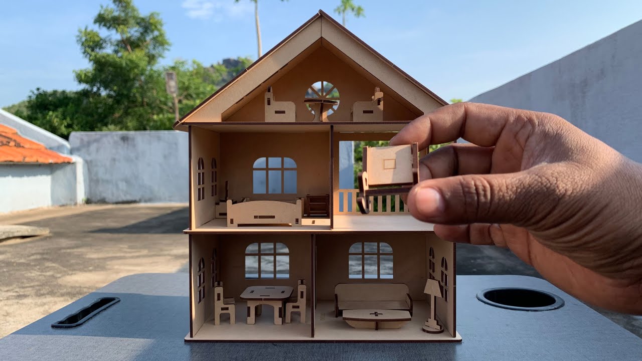 DIY Miniature Toy House | Wooden Doll House with Furniture and ...