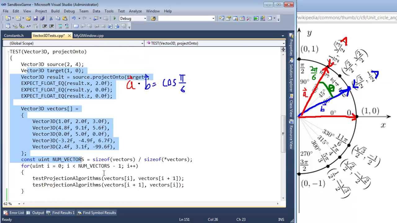 Unit Testing Vector Dot Product Using COS - YouTube