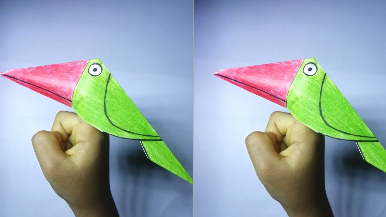 Easy paper bird | Finger bird making | Easy folding bird |paper parrot ...