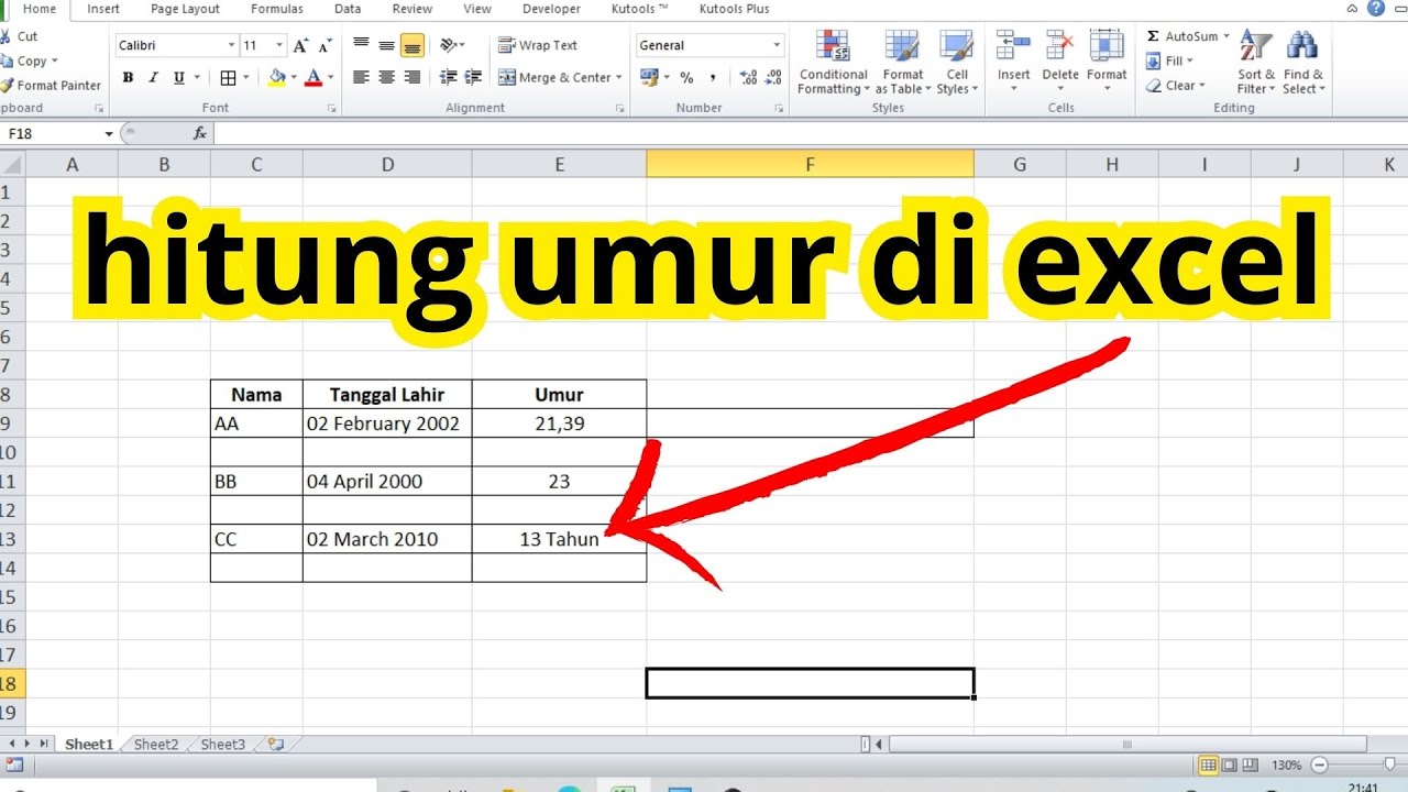 Cara menghitung umur di excel dengan mudah dan cepat - YouTube
