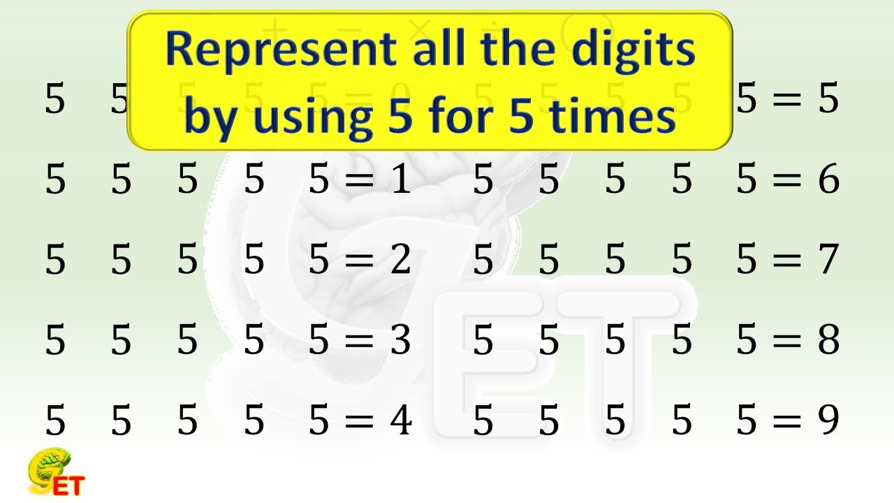 Represent all the digits by using 5 for 5 times. 【Fun Math, 5th grade ...