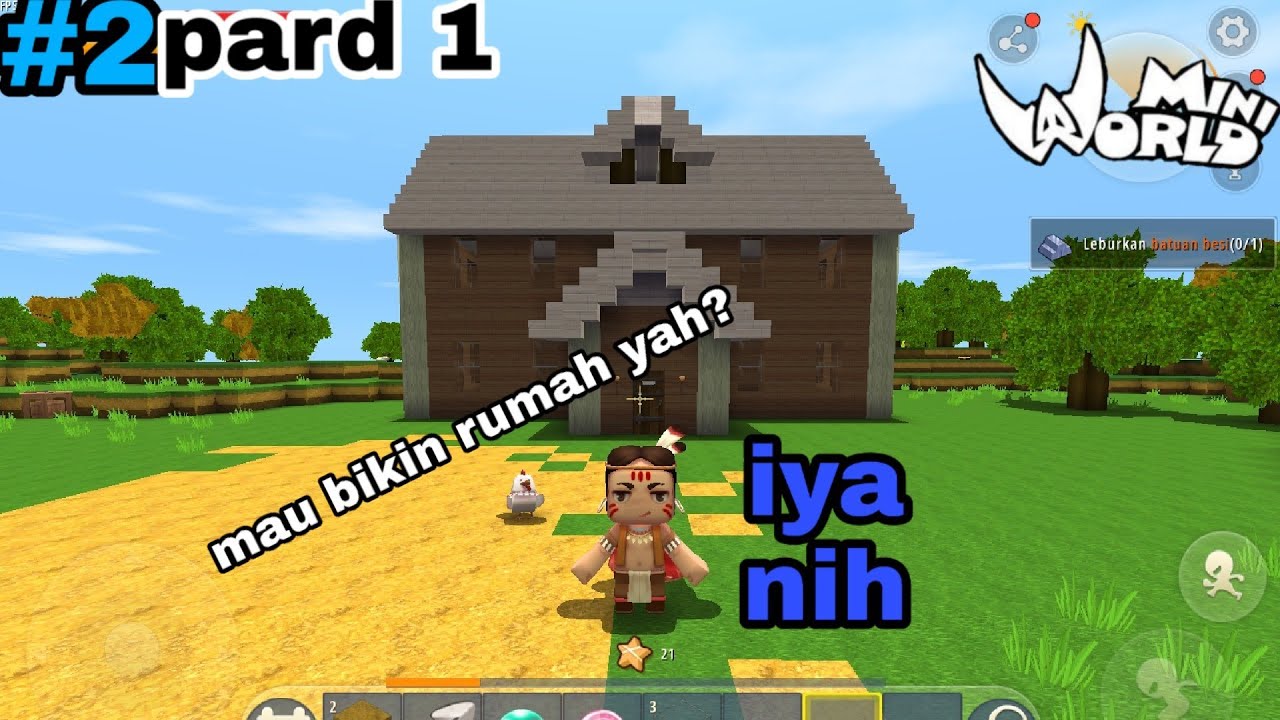 buat rumah yuk! 😘- mini world:block art indonesia eps 2 - YouTube
