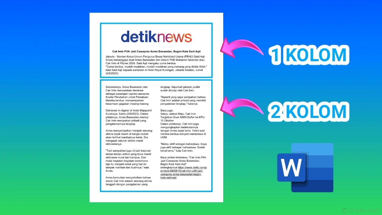 Cara Mengatur Format Teks 1 Kolom Atau 2 Kolom Dalam Satu Halaman ...