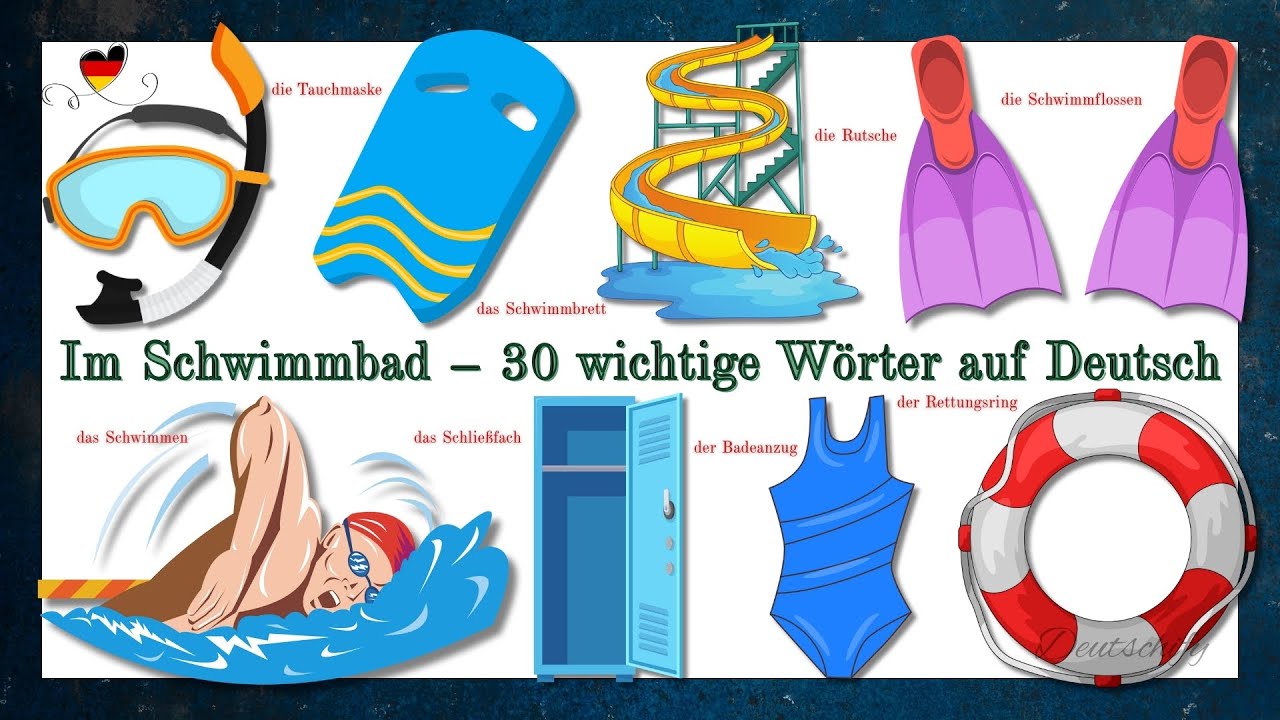 Im Schwimmbad – 30 wichtige Wörter auf Deutsch | At the Swimming Pool ...