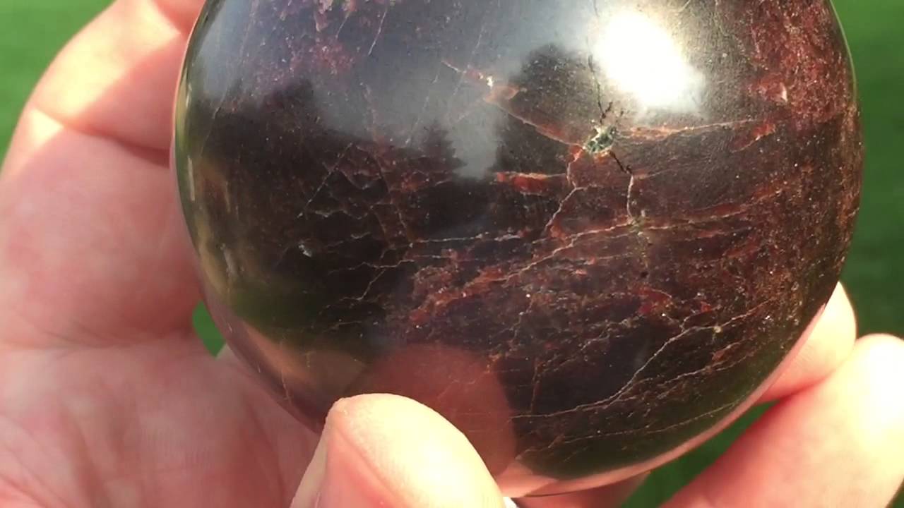 Red garnet sphere, 620 grams - YouTube