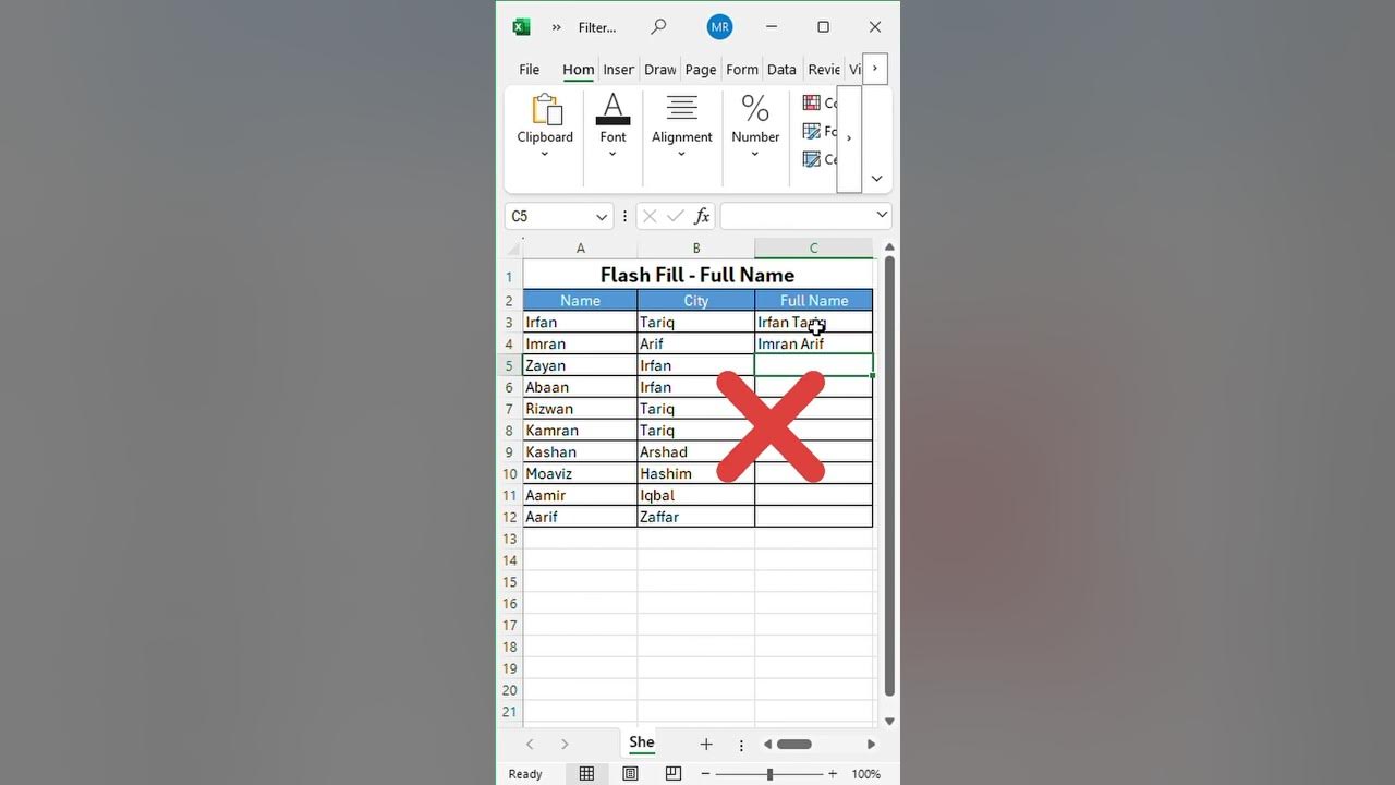 Flash Fill - Full Name in Excel Tips & Tricks #excellifehacks #exceltips #keyboardshortcut - YouTube