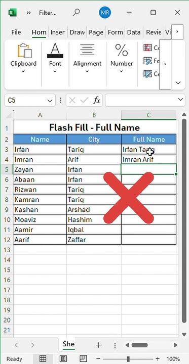 Flash Fill - Full Name in Excel Tips & Tricks #excellifehacks #exceltips #keyboardshortcut - YouTube