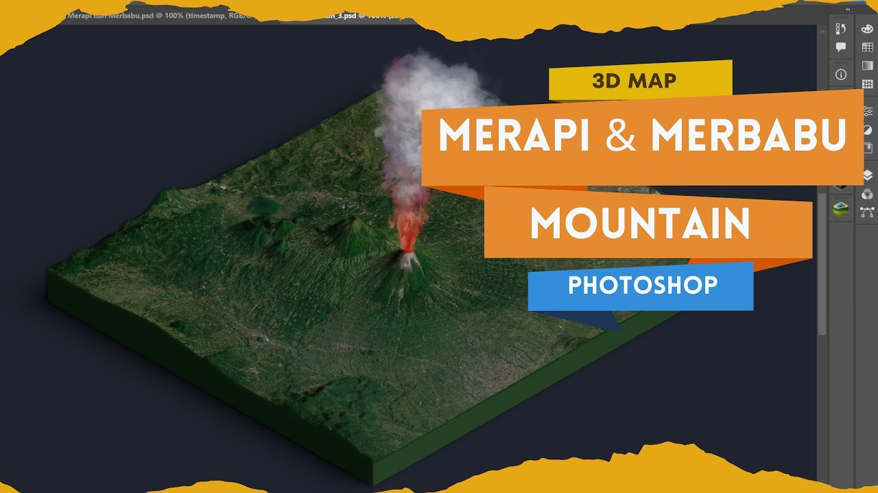 Membuat Peta 3D Gunung Merapi dan Merbabu menggunakan Photoshop - YouTube