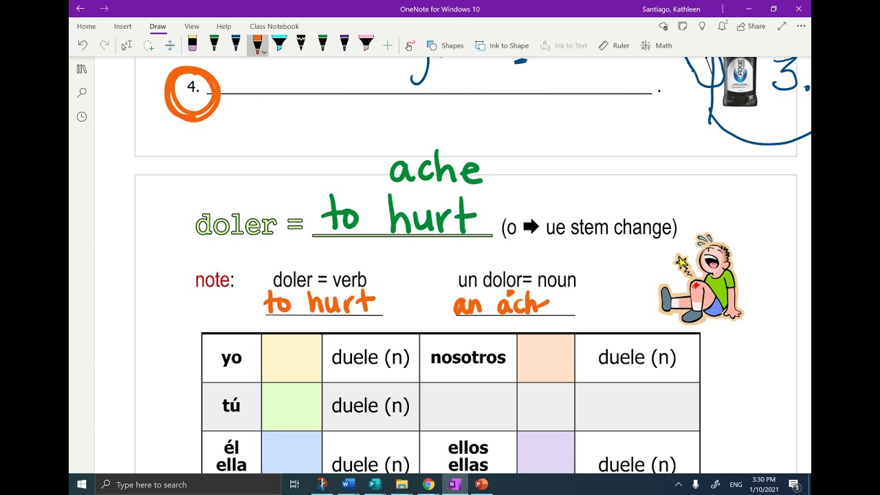 me duele notes OneNote con Sra. Santiago - YouTube