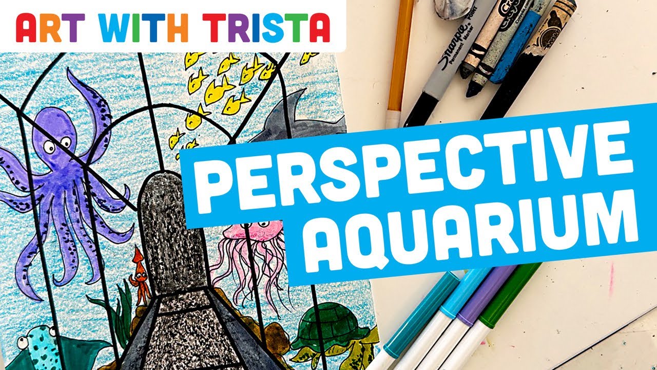 How to Draw a Perspective Aquarium With 1 Point Perspective Art Lesson ...