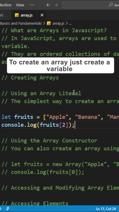 Array Literals In Javascript - YouTube