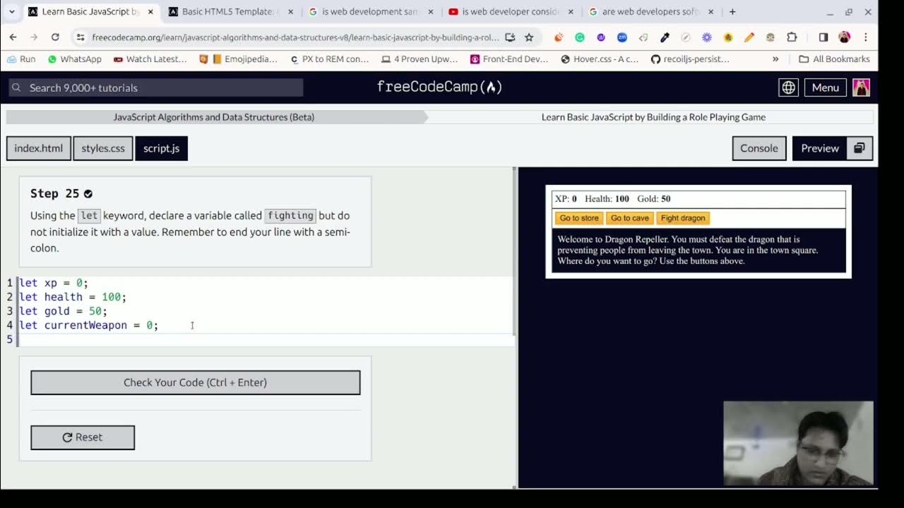 Free Code Camp Help Bangla - JavaScript Algorithms & Data Stru (Beta) - Role Playing Game - Step ...