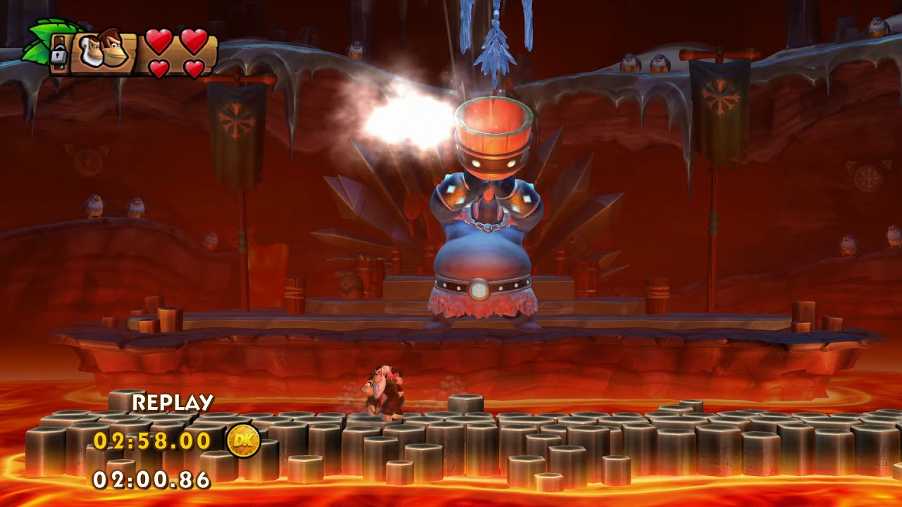 DKC Tropical Freeze - Time Attack - Volcano Dome (W6-Boss) (Shiny Gold ...