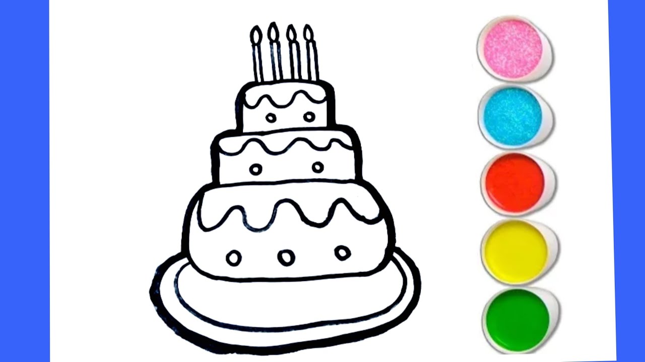 draw cake and colour /drawing painting and coloring cake, toddlers ...