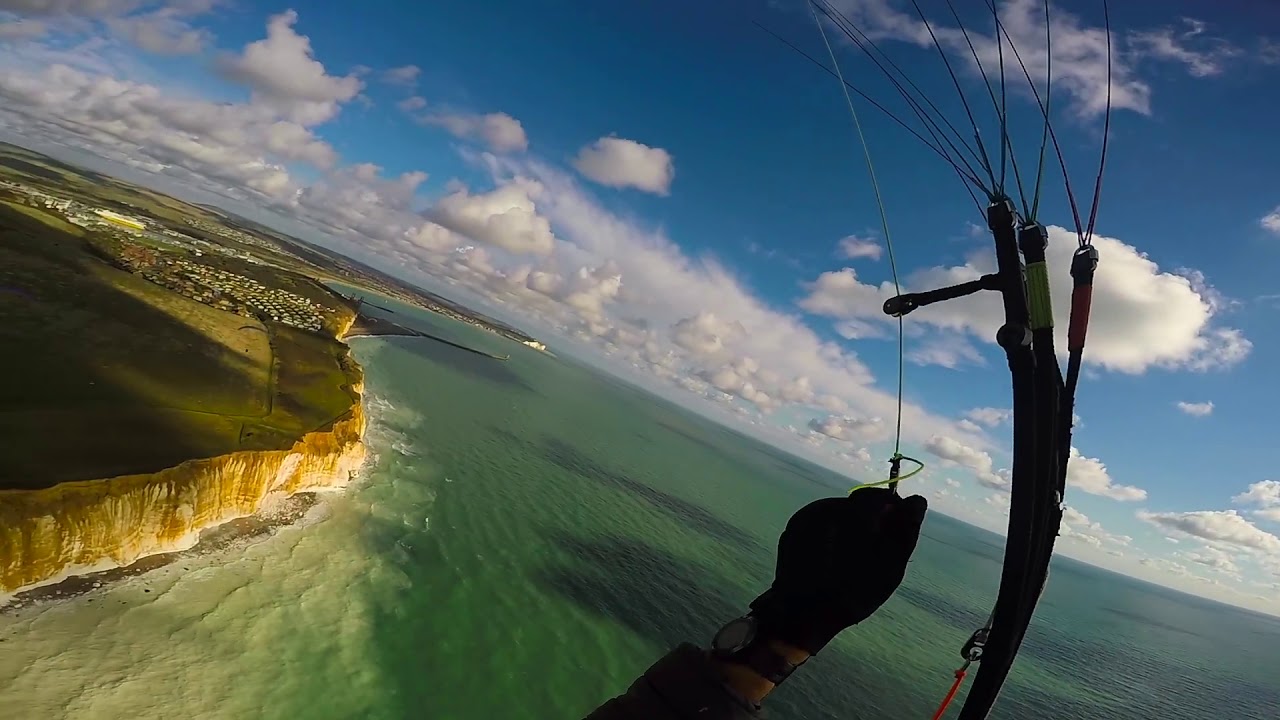 Beautiful day Paragliding at Newhaven Cliffs - coastal run to ...