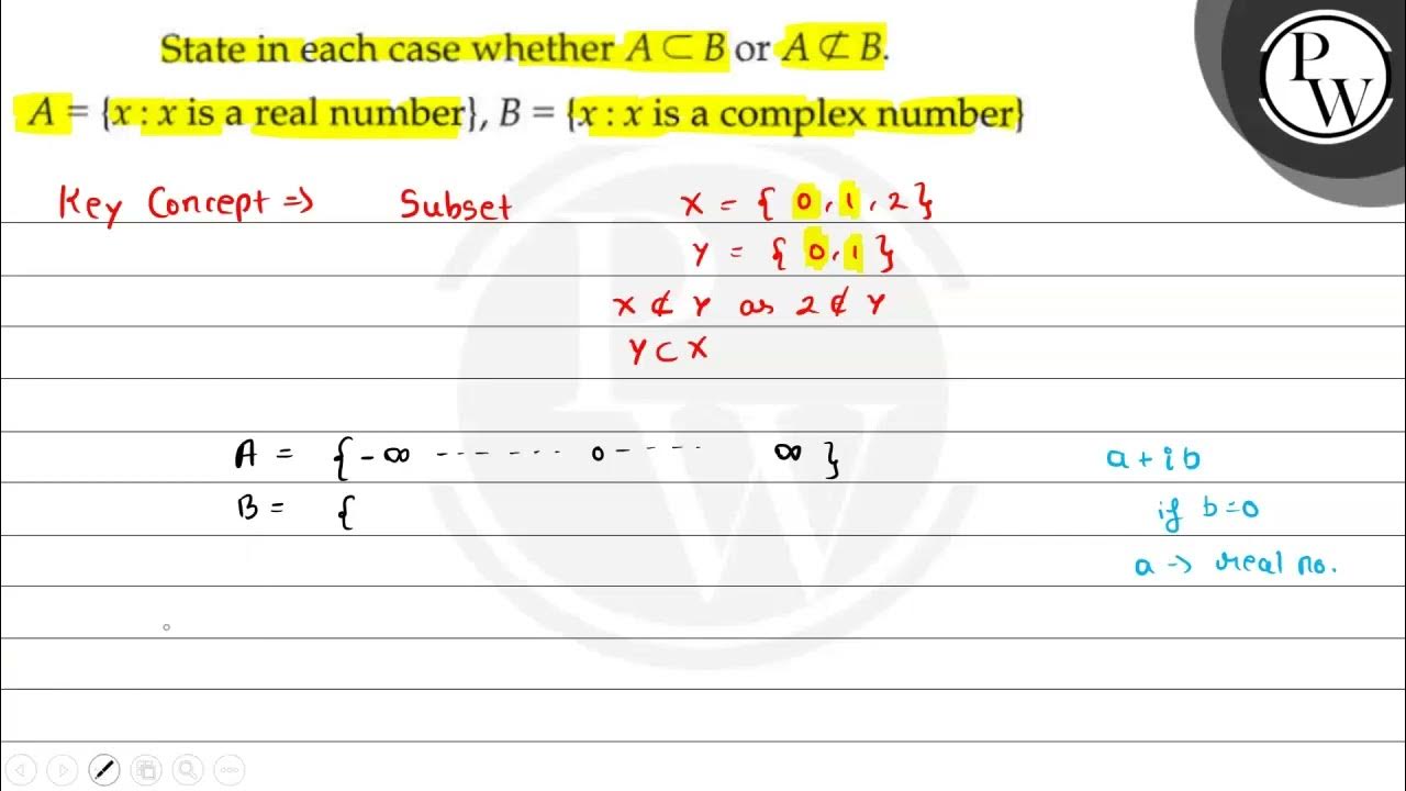 State in each case whether \( A \subset B \) or \( A \not \subset B... - YouTube