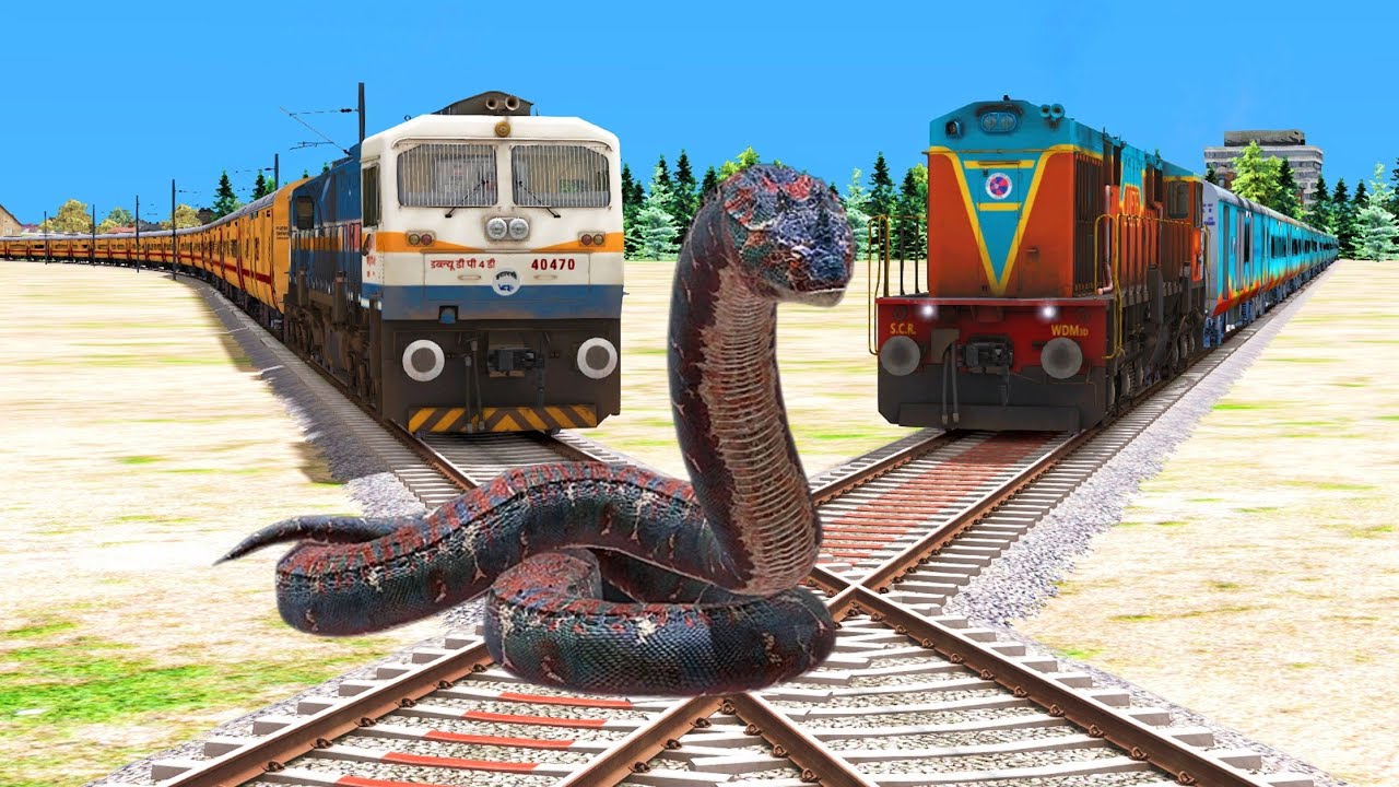 ANGRY ANACONDA🐍 vs TRAIN | Stops the Train | BeamNG.Drive | Snake - YouTube