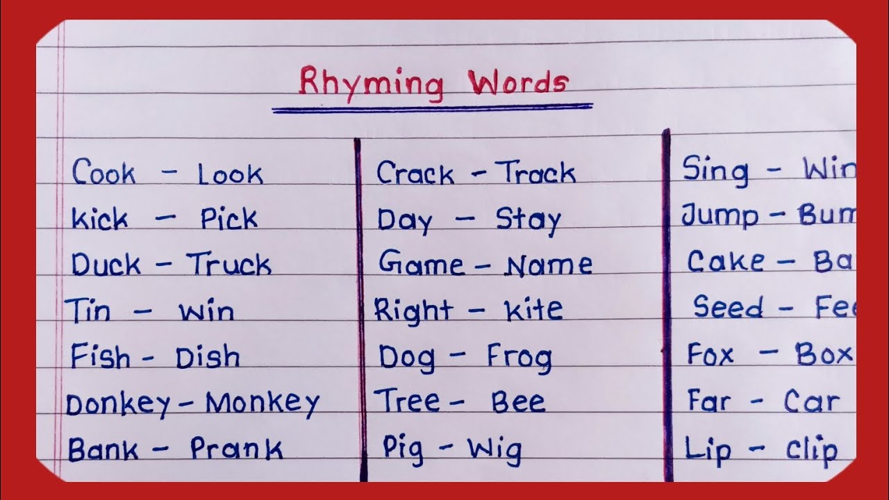 21 Rhyming Words in english// rhyming words - YouTube