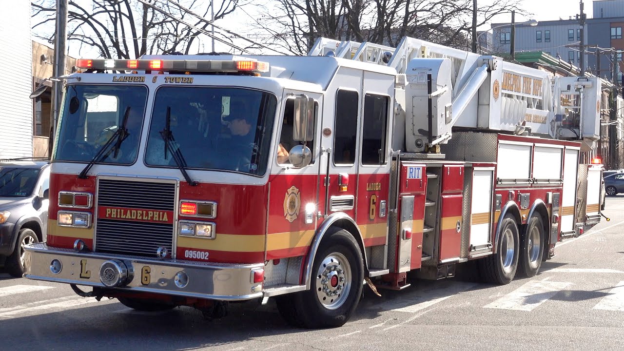 Philadelphia Fire Department Ladder Tower 6 Responding - YouTube