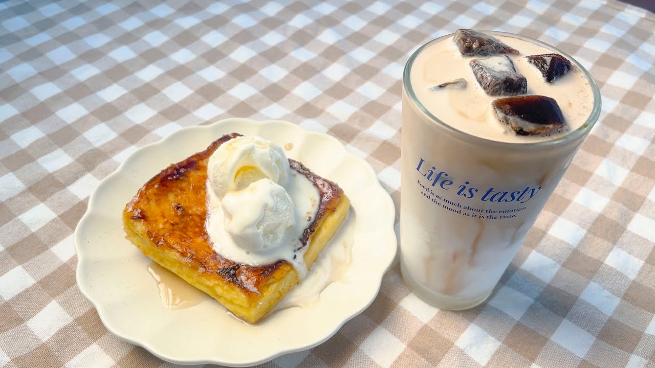 프렌치 토스트 & 돌체 큐브 라떼 만들기(Pain Perdu & Dolce Cube Latte) - YouTube