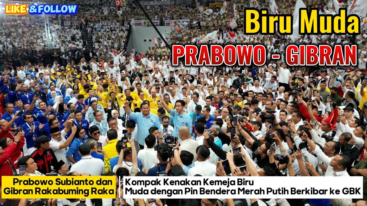 Prabowo dan Gibran Kompak Kenakan Kemeja Biru Muda dengan Pin Bendera ...