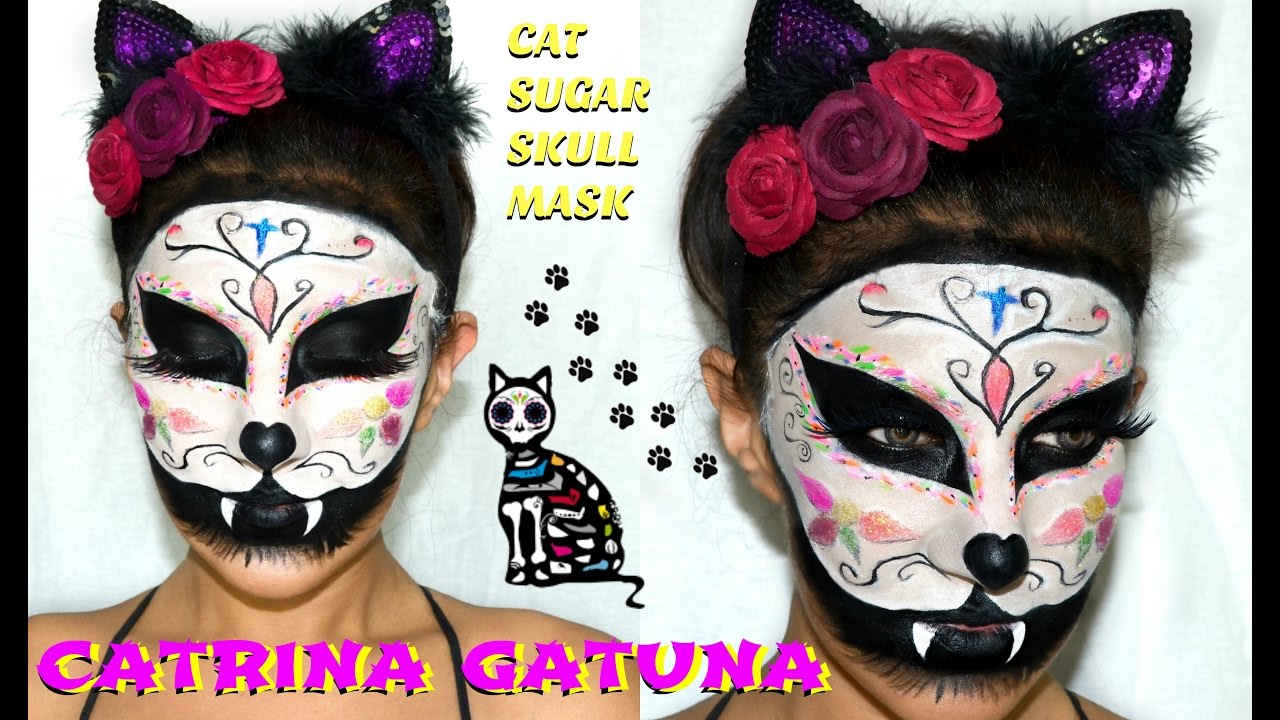 CATRINA GATO Mascara Maquillaje / Sugar Skull CAT mask makeup ...