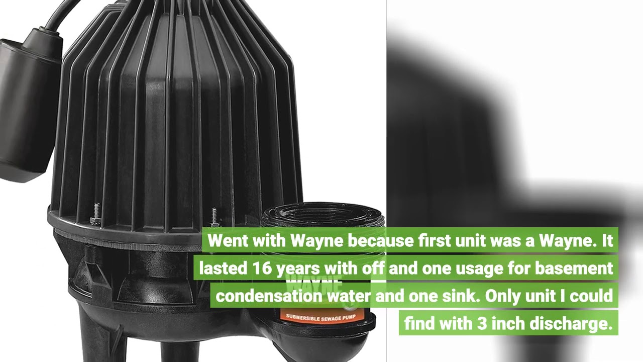 User Review: Wayne 57333-WYN4 SEL50 1/2 hp Thermoplastic Sewage Pump ...