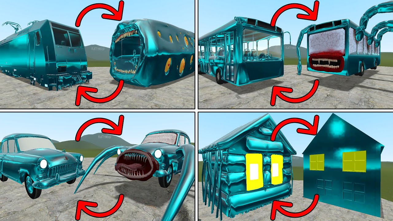 EVERYTHING TURNED INTO MONSTERS DIAMOND - TRAIN EATER, BUS EATER, CAR ...