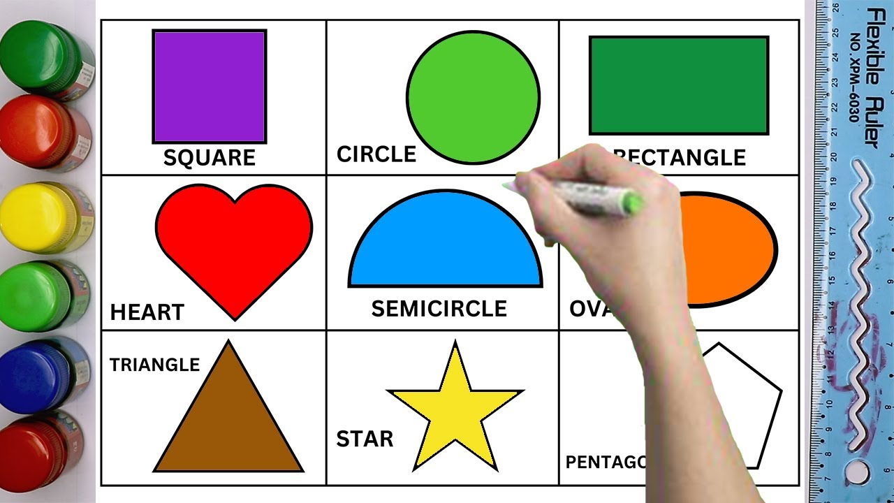 Learn Basic Shapes for kids| Circle, rectangle, square, pentagon, Heart ...